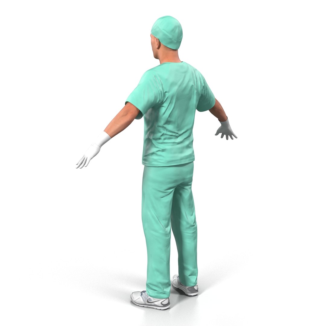 3d male surgeon caucasian rigged