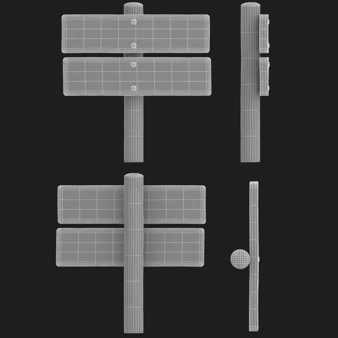 Realistic Wooden Signboard 01 3d Model