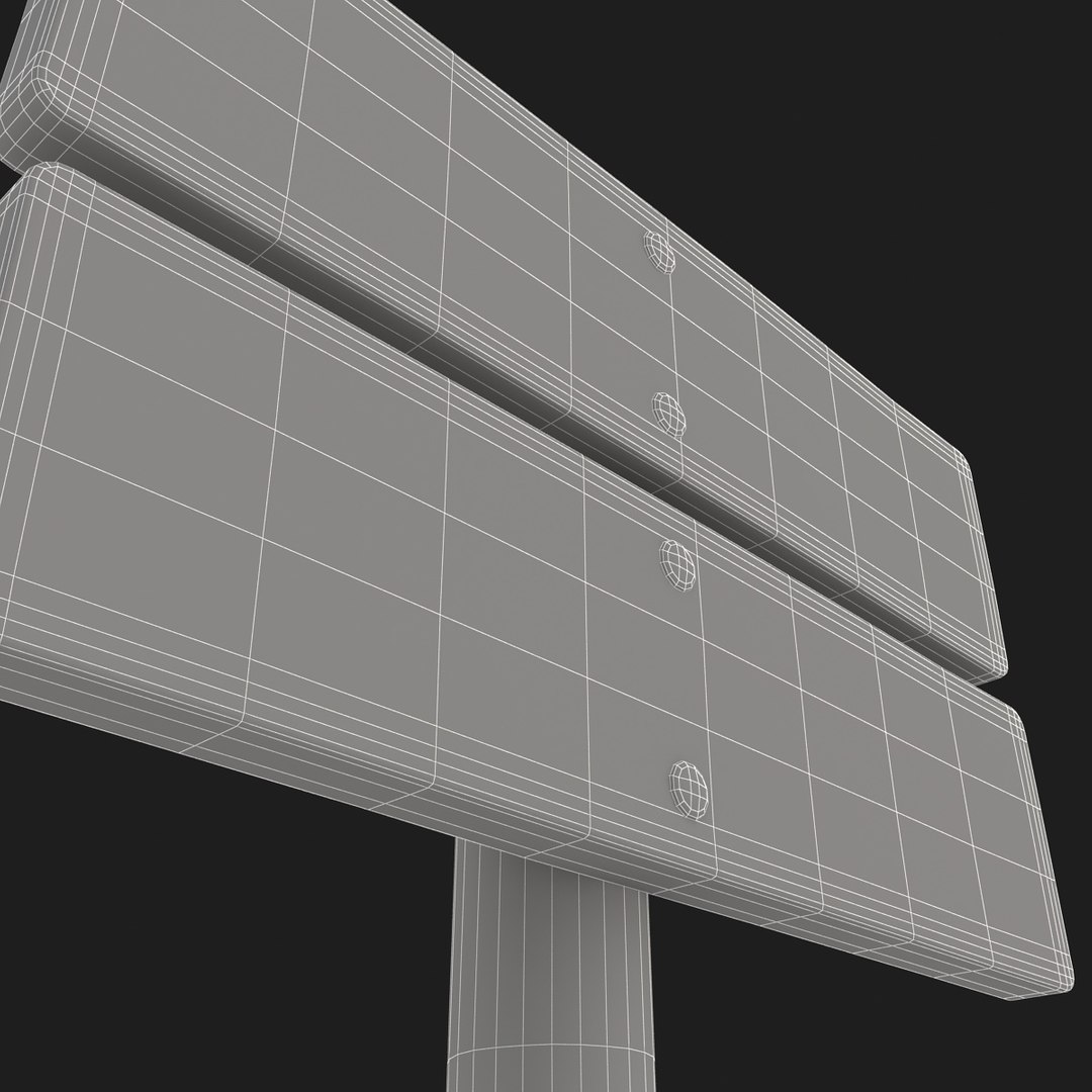 Realistic Wooden Signboard 01 3d Model