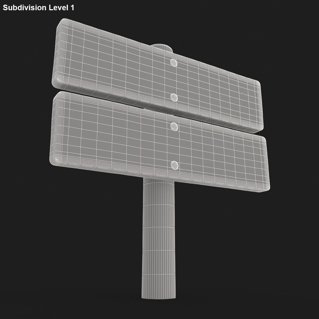 realistic wooden signboard 01 3d model