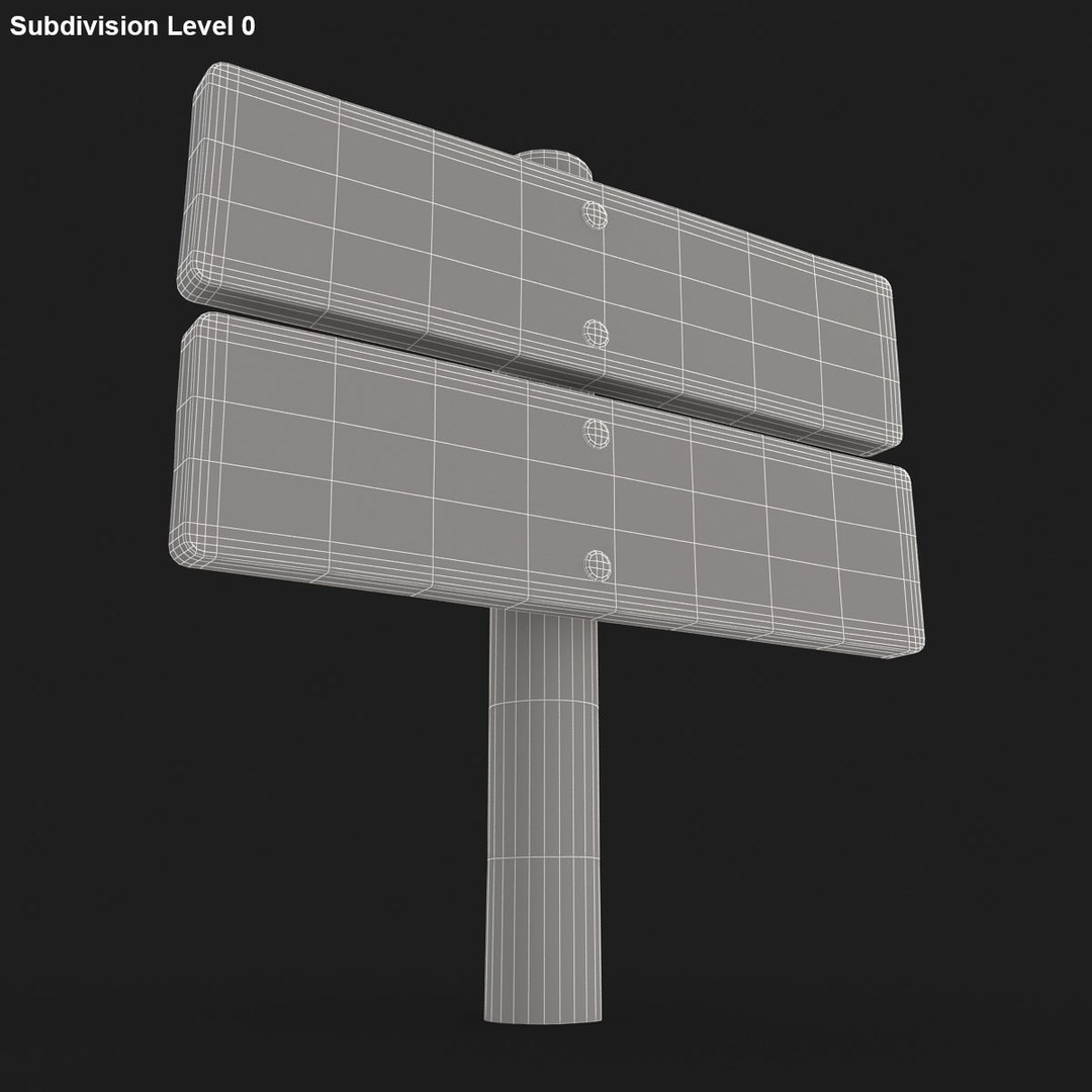 realistic wooden signboard 01 3d model