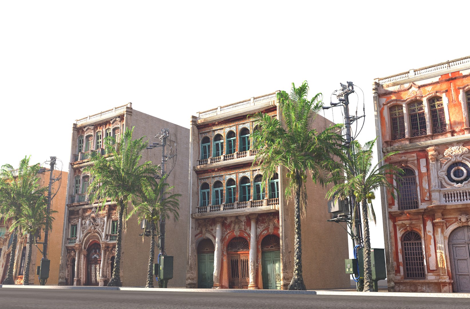 Cuban Buildings Pack 3D Model - TurboSquid 2082965