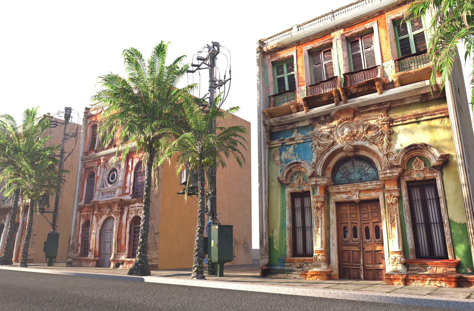 Cuban Buildings Pack 3D Model - TurboSquid 2082965