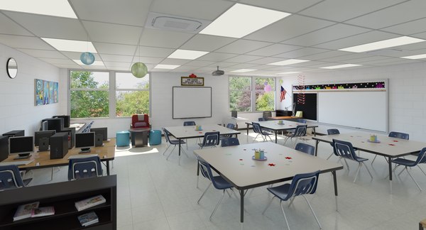 Class room realistic 3D model - TurboSquid 1253585