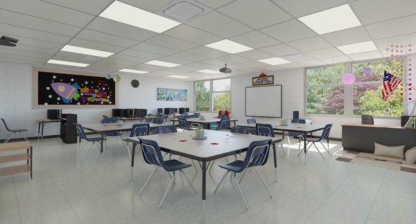 Class room realistic 3D model - TurboSquid 1253585