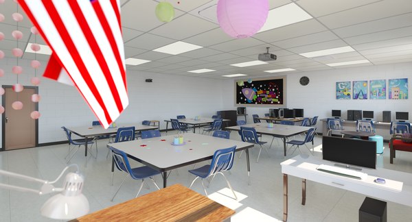 Class room realistic 3D model - TurboSquid 1253585