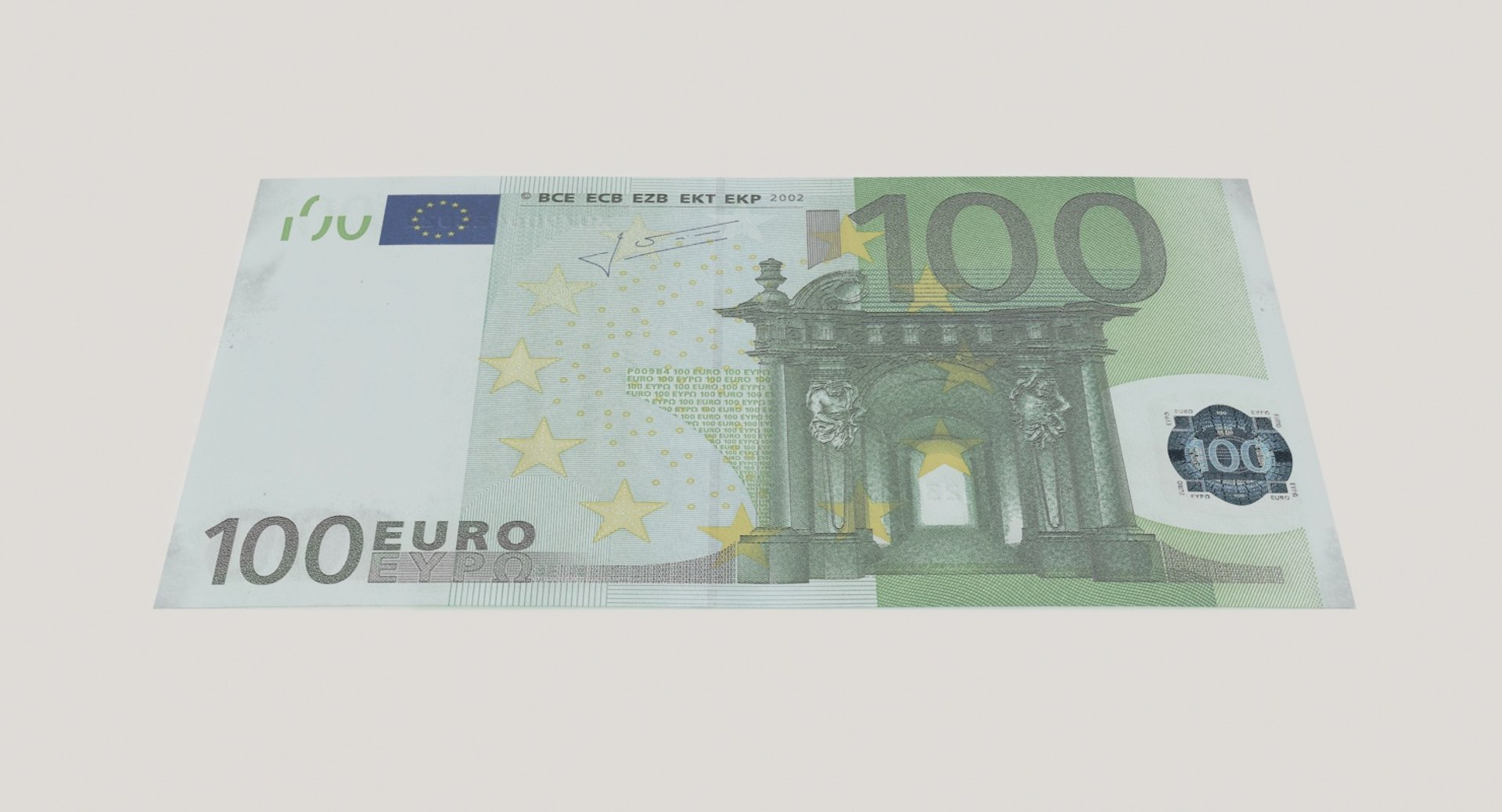 100 Euro Bill Single 3d Model