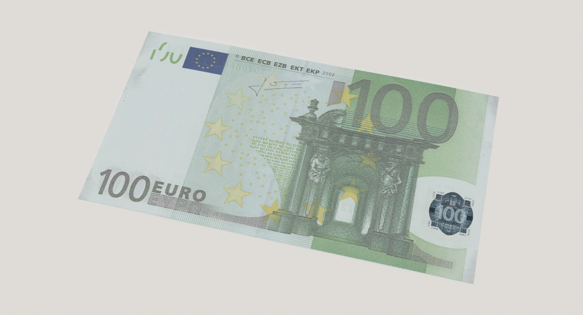 100 Euro Bill Single 3d Model