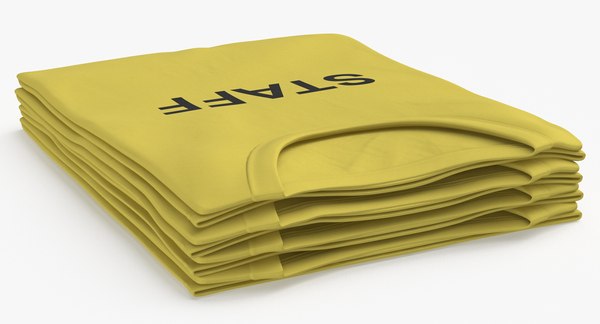 3D Female Crew Neck Folded Stacked Yellow Staff 01 - TurboSquid 1790986