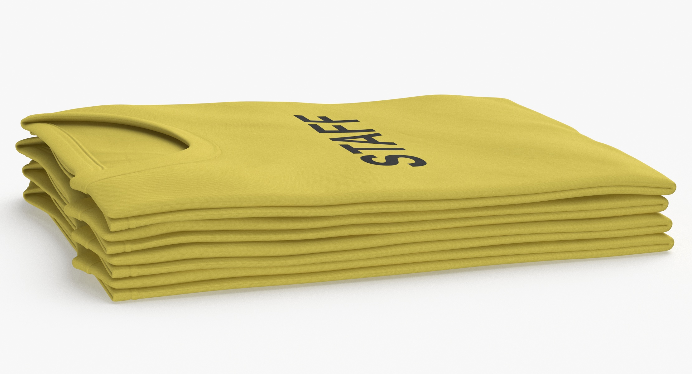 3D Female Crew Neck Folded Stacked Yellow Staff 01 - TurboSquid 1790986