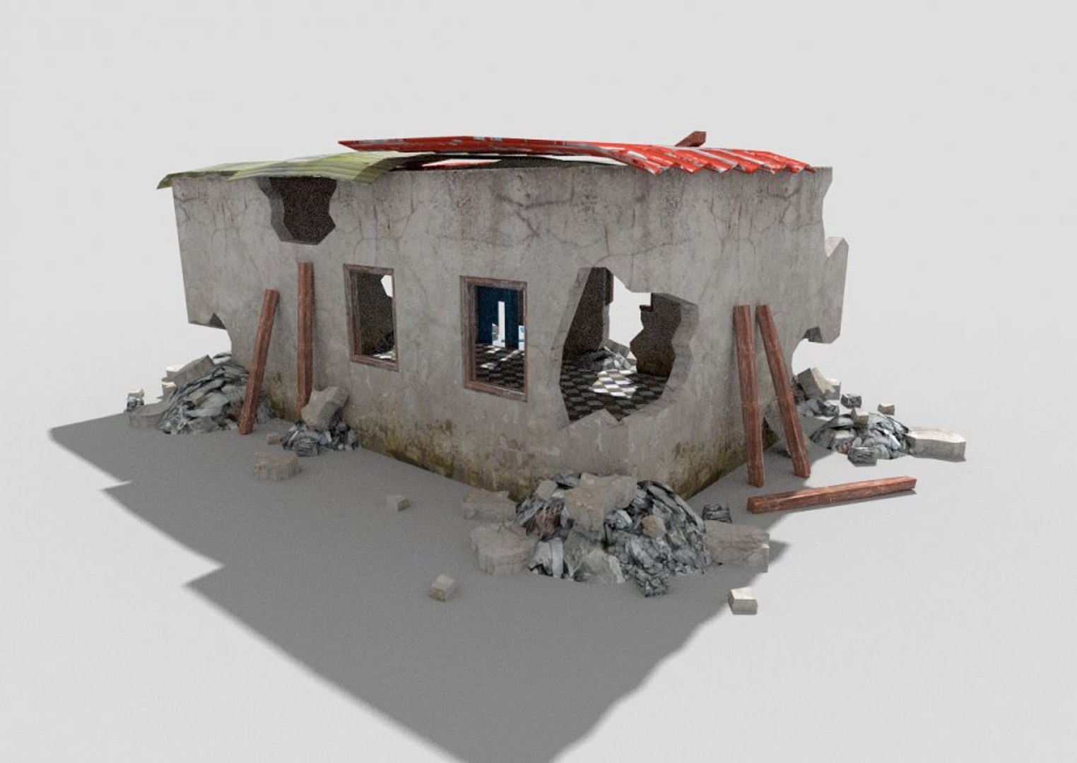3d Model Of Destroyed Building