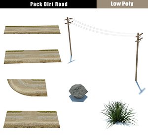 3d model dirtroad desert road