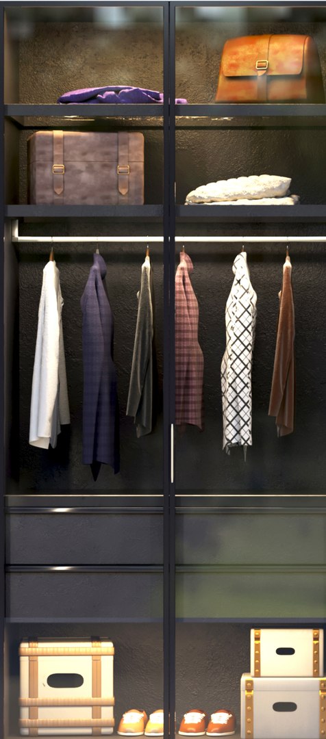 Wardrobe with clothes. Design model - TurboSquid 1831410