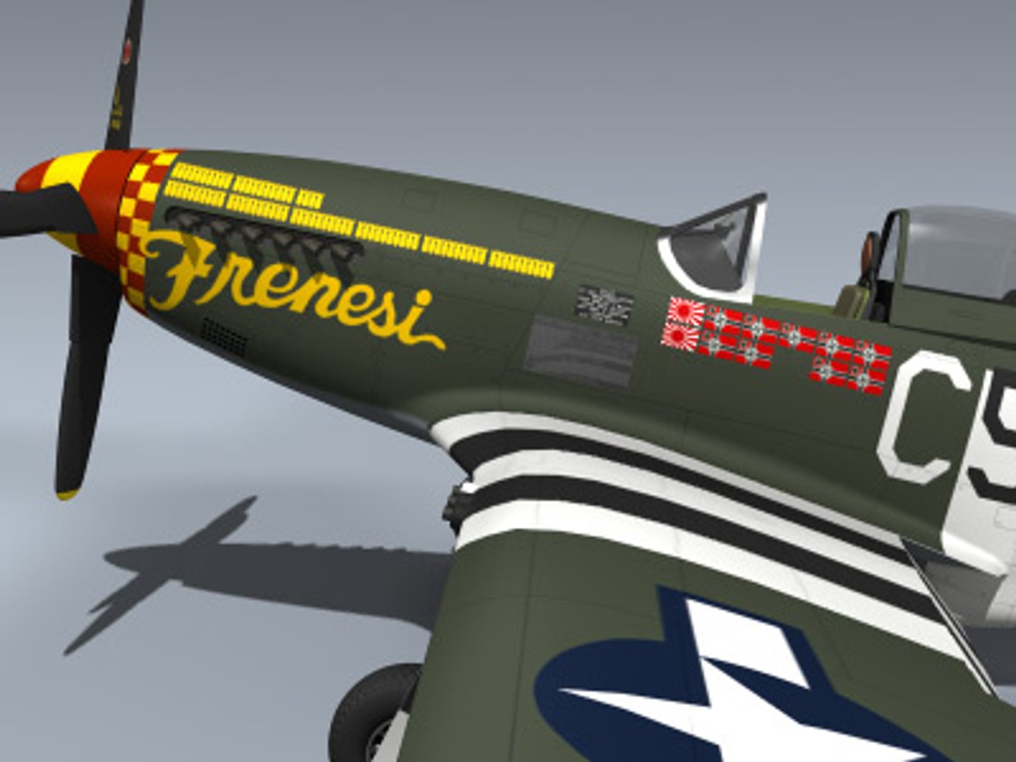 P-51d Mustang Frenesi 3d Max