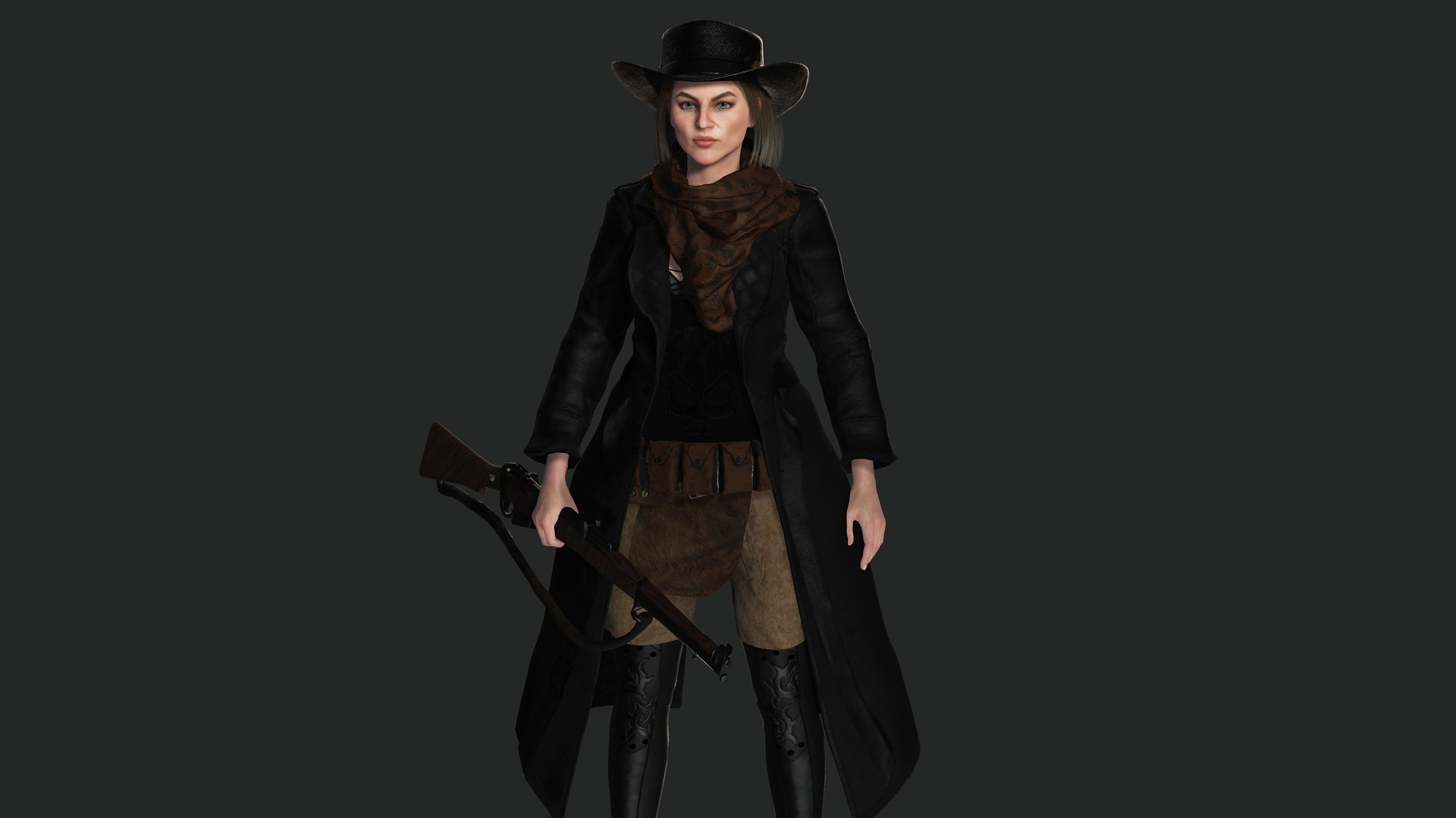 3D Model AAA 3D REALISTIC FEMALE CHARACTER - WILD WEST COWGIRL ...