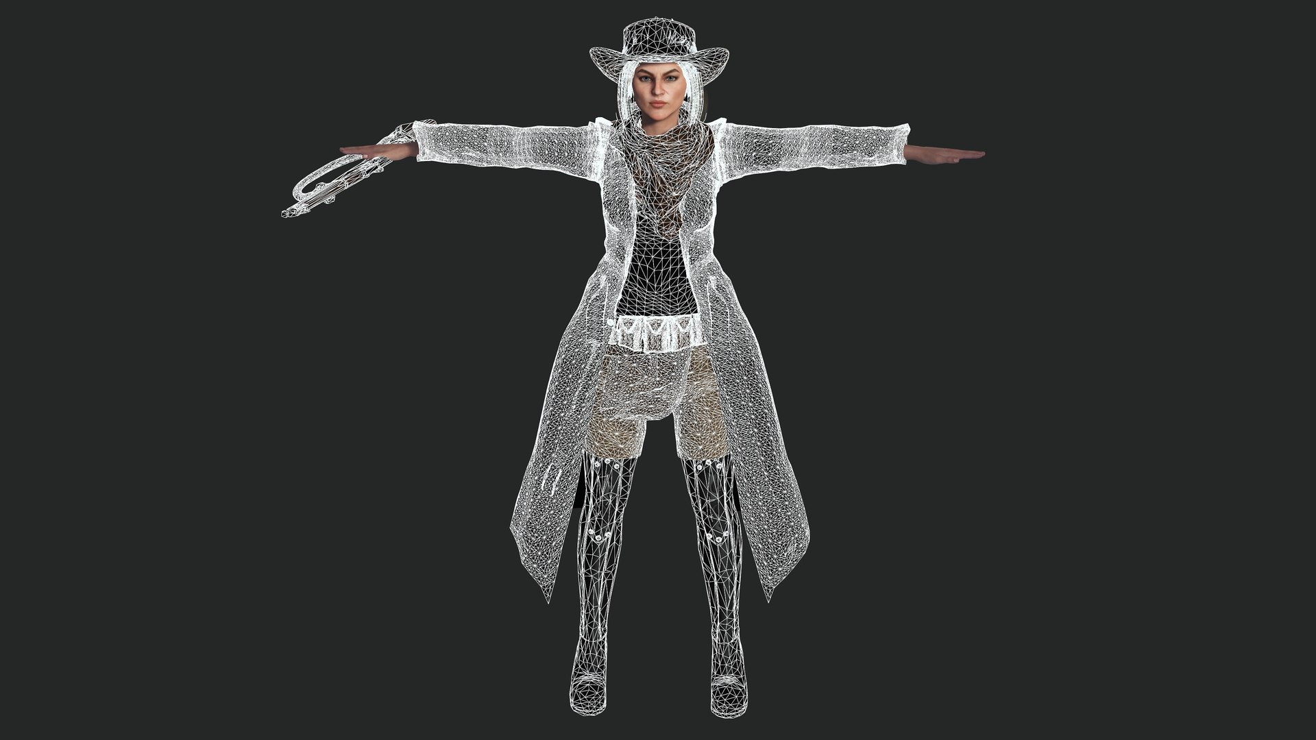 3D Model AAA 3D REALISTIC FEMALE CHARACTER - WILD WEST COWGIRL ...