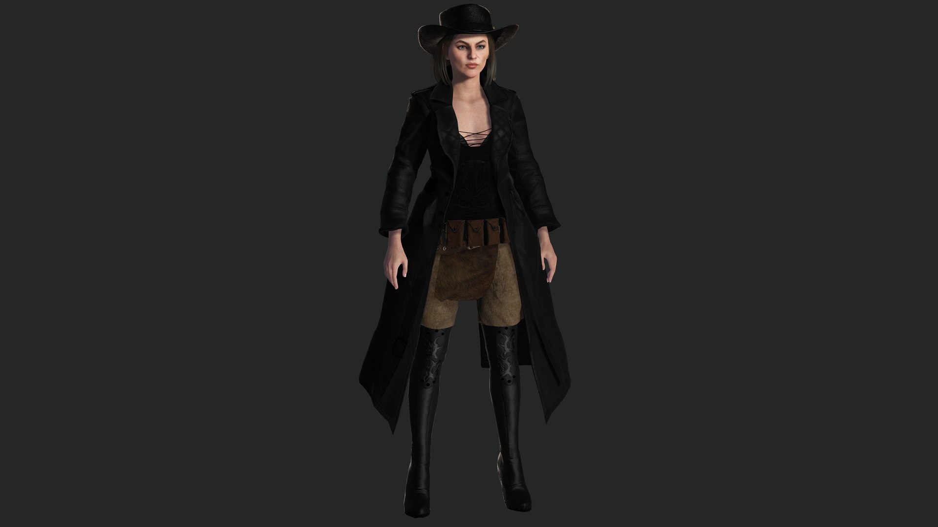 3D Model AAA 3D REALISTIC FEMALE CHARACTER - WILD WEST COWGIRL ...