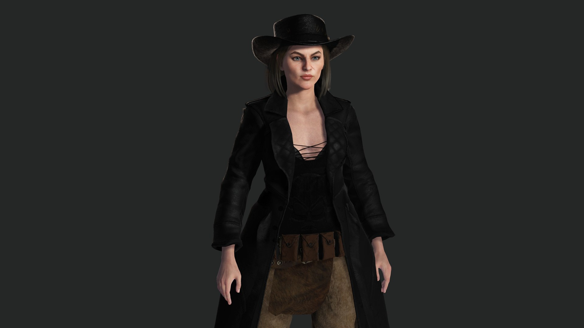 3D Model AAA 3D REALISTIC FEMALE CHARACTER - WILD WEST COWGIRL ...
