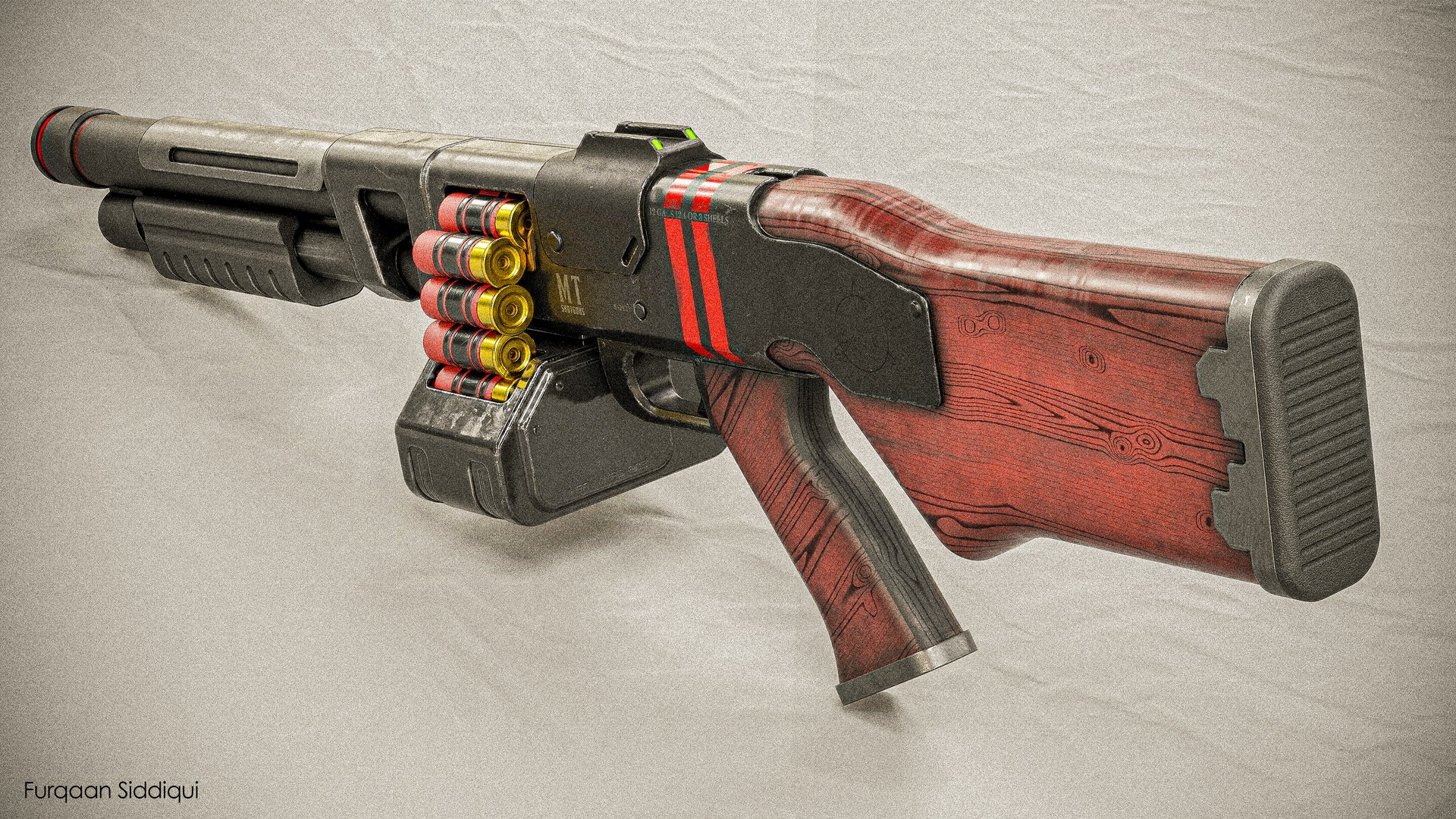 Belt Fed Shotgun PBR 3D - TurboSquid 2152555