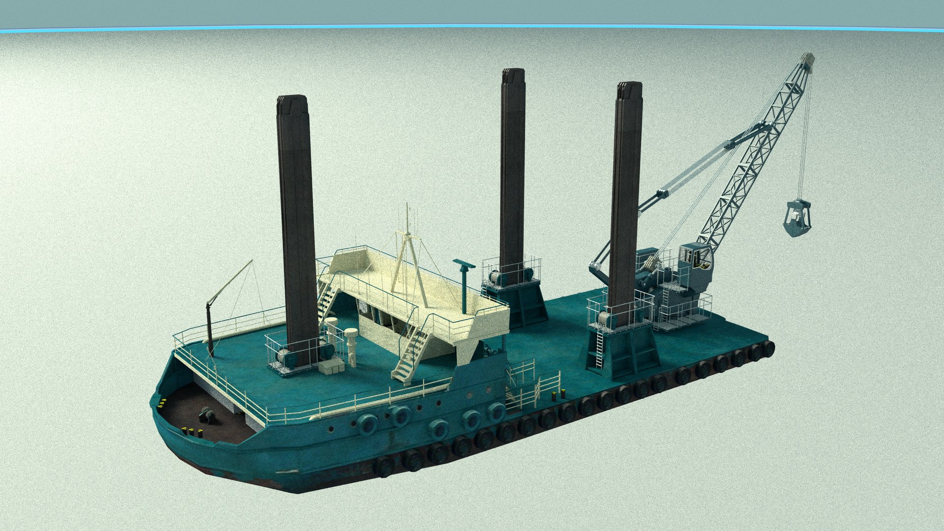 Dredger Barge 3d Model