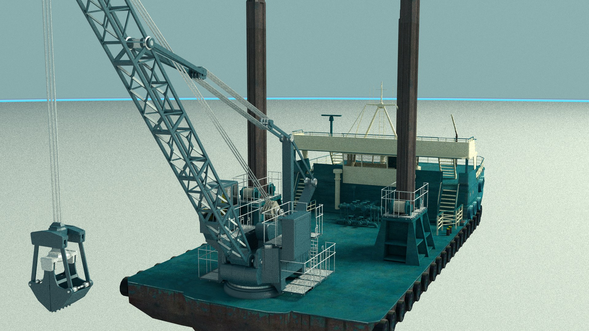 Dredger Barge 3d Model