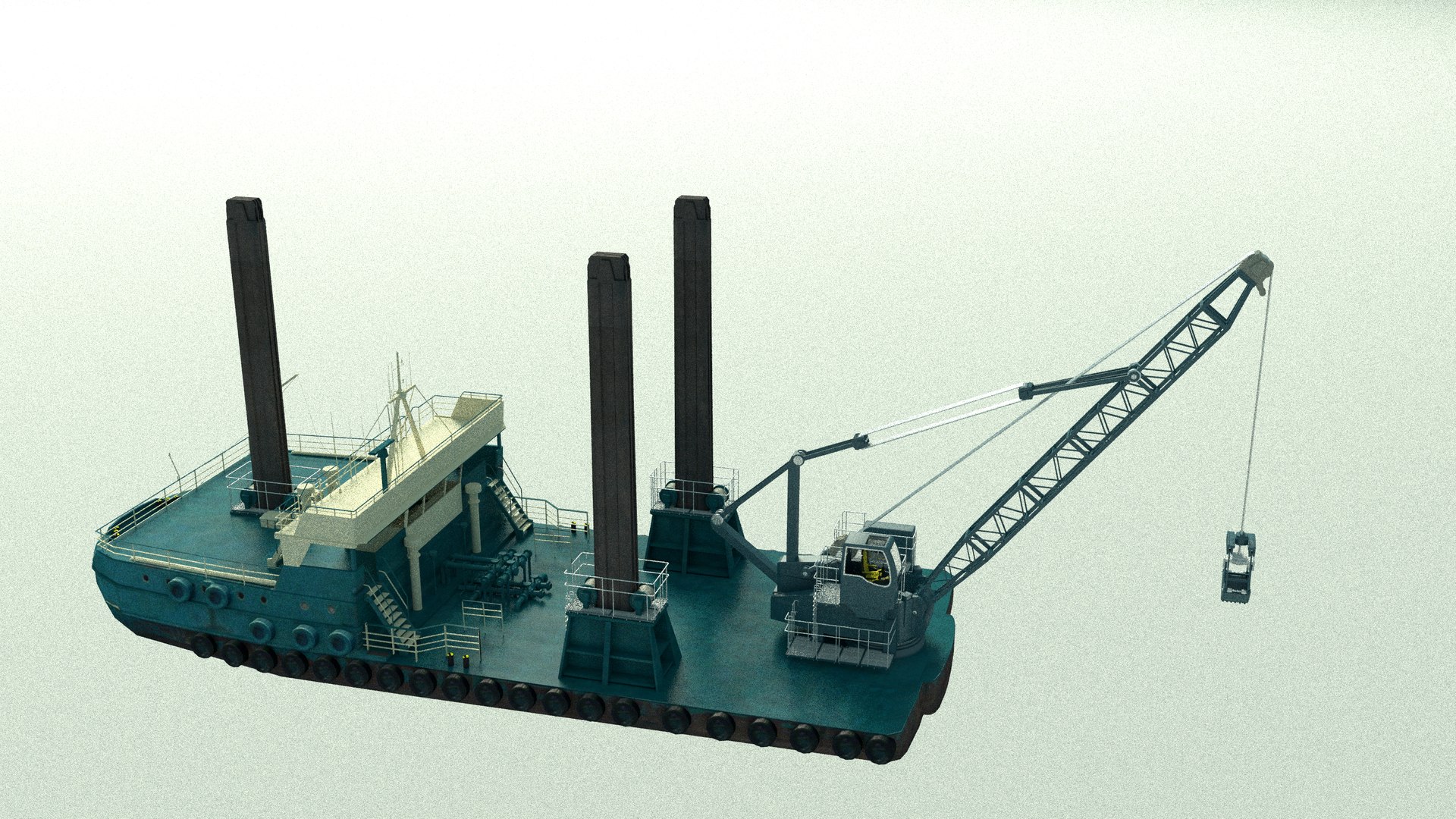 Dredger Barge 3d Model