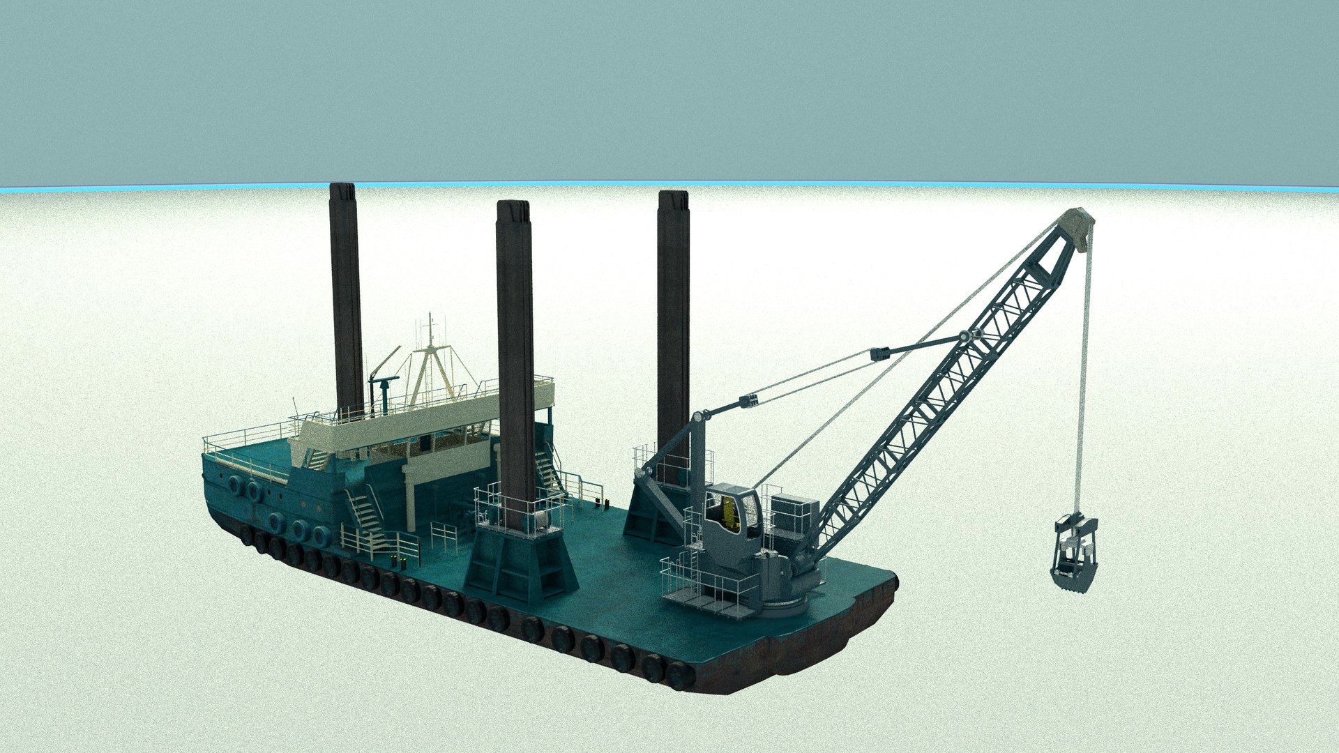 Dredger Barge 3d Model