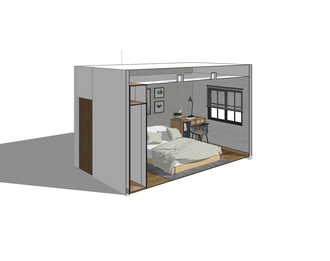 modelo 3d Pequeña escena moderna de modelo de dormitorio de SketchUp ...