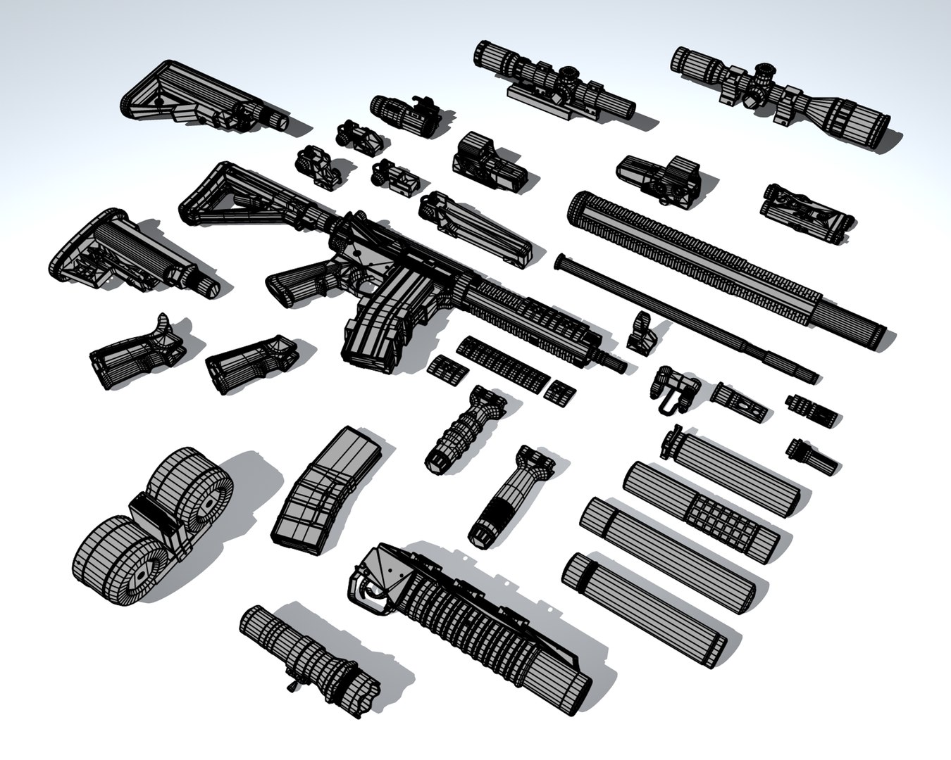 3d weapons m4 sopmod scar-h