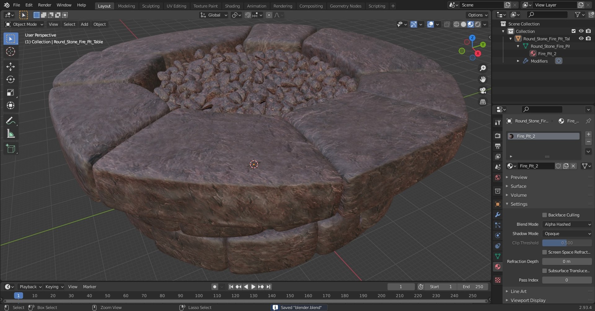 3D Round Stone Fire Pit Table - TurboSquid 1914521