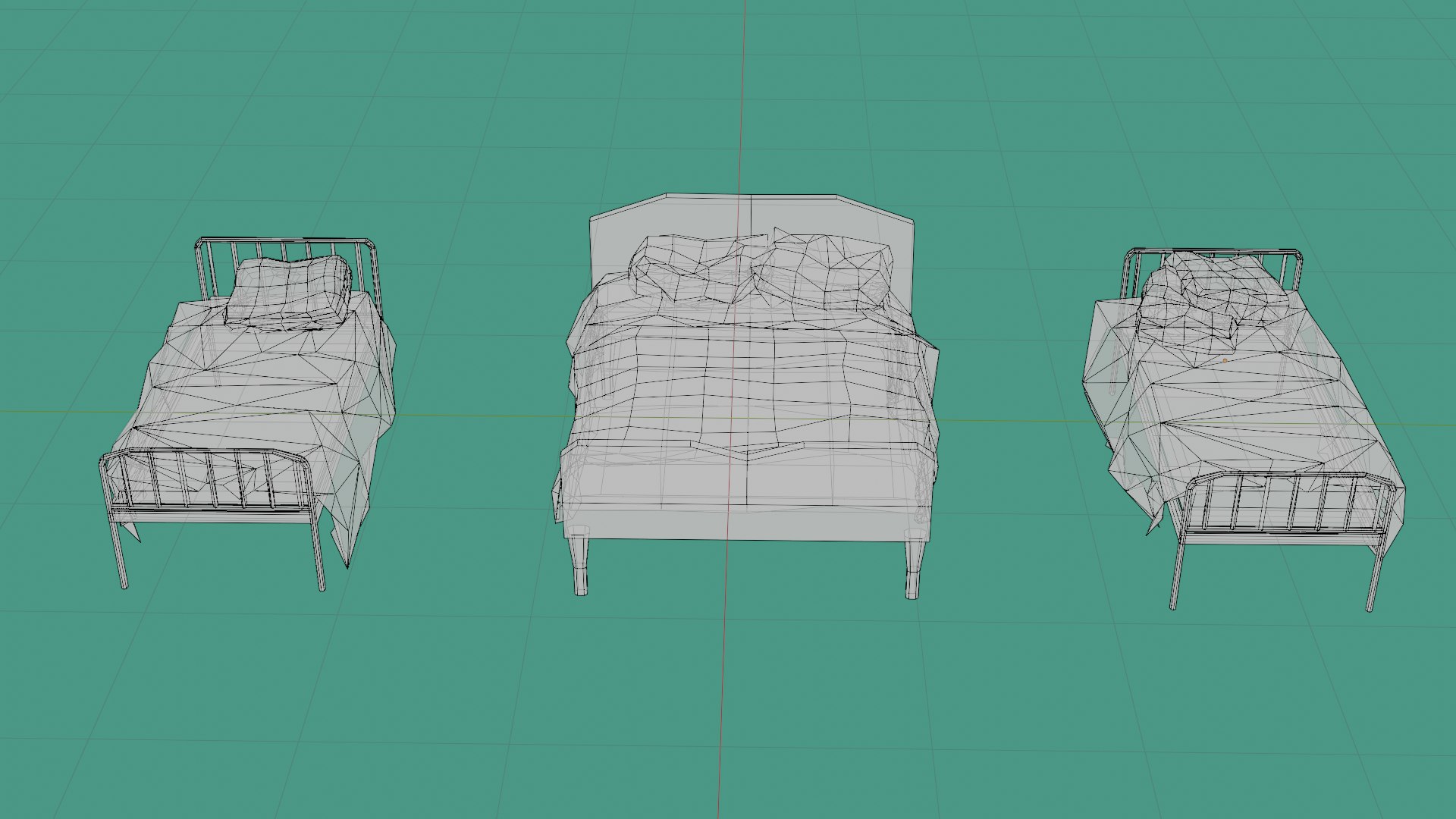 3D Model Lowpoly Retro Beds In Psx Ancient Style - TurboSquid 2257879