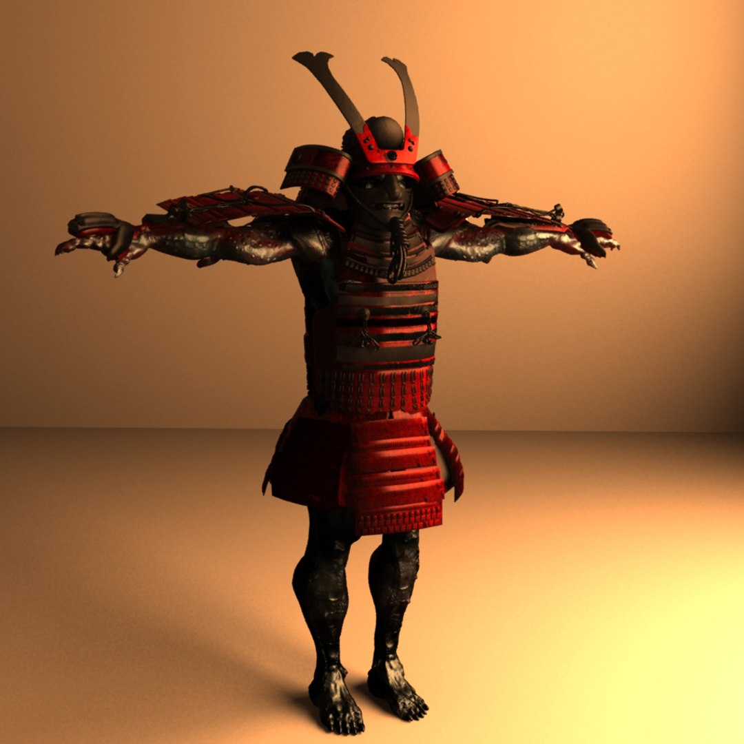 samurai monster creature 3d obj