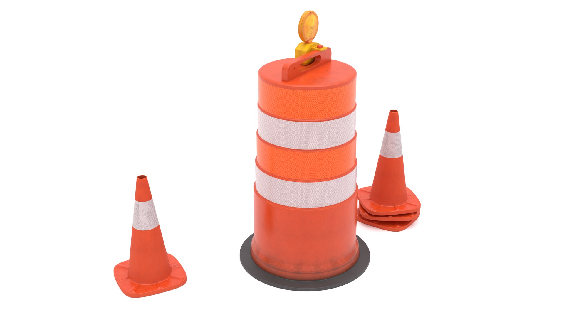 Traffic Barrel Barricade And Cone Model - TurboSquid 2206466