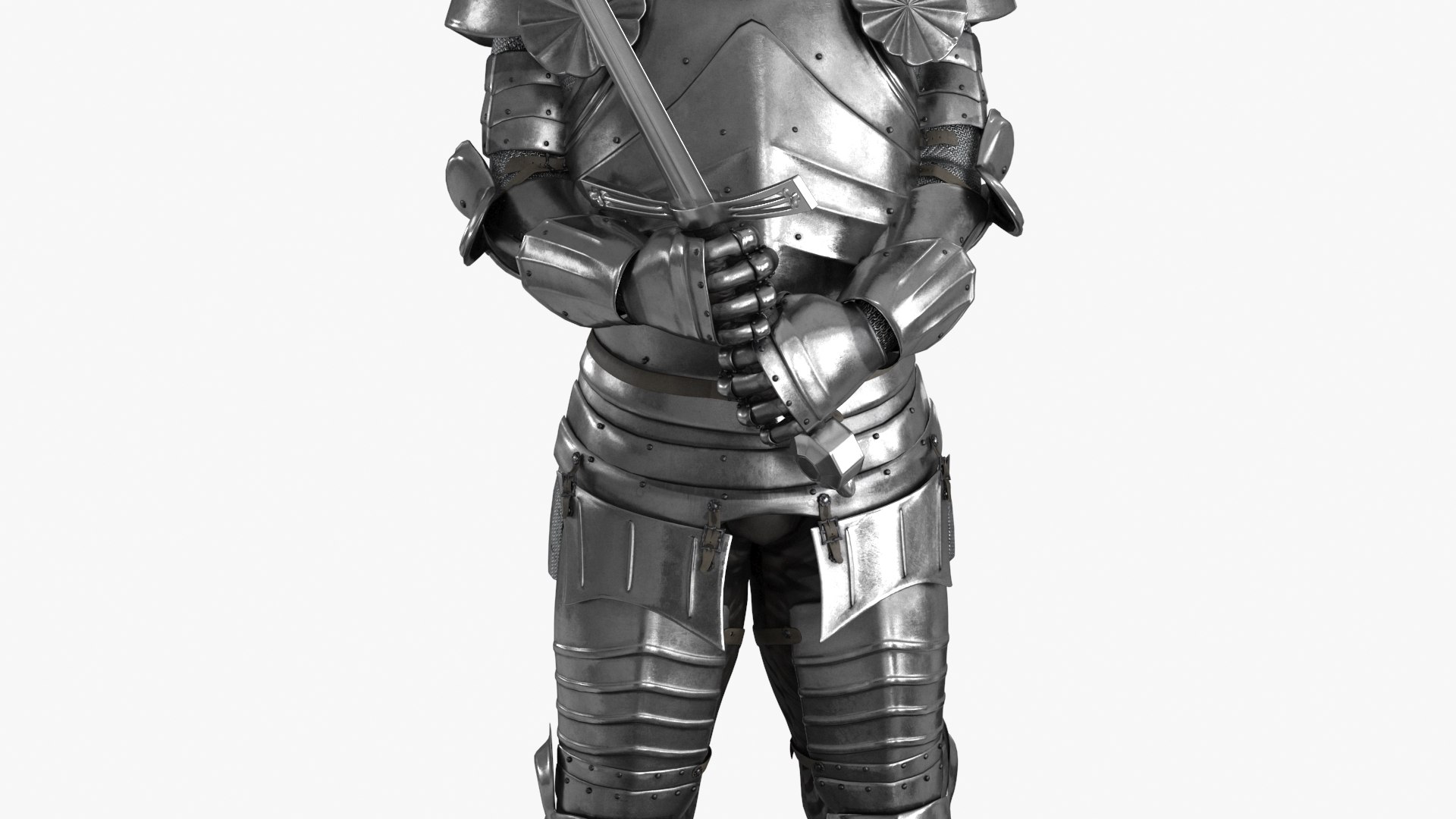 3D Medieval Knight Gothic Plate Armor Kit With Two-Handed Sword Rigged ...
