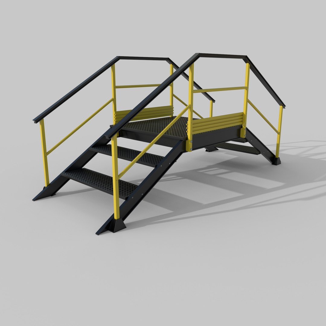 Black Industrial Stair Platform 3D - TurboSquid 2210570