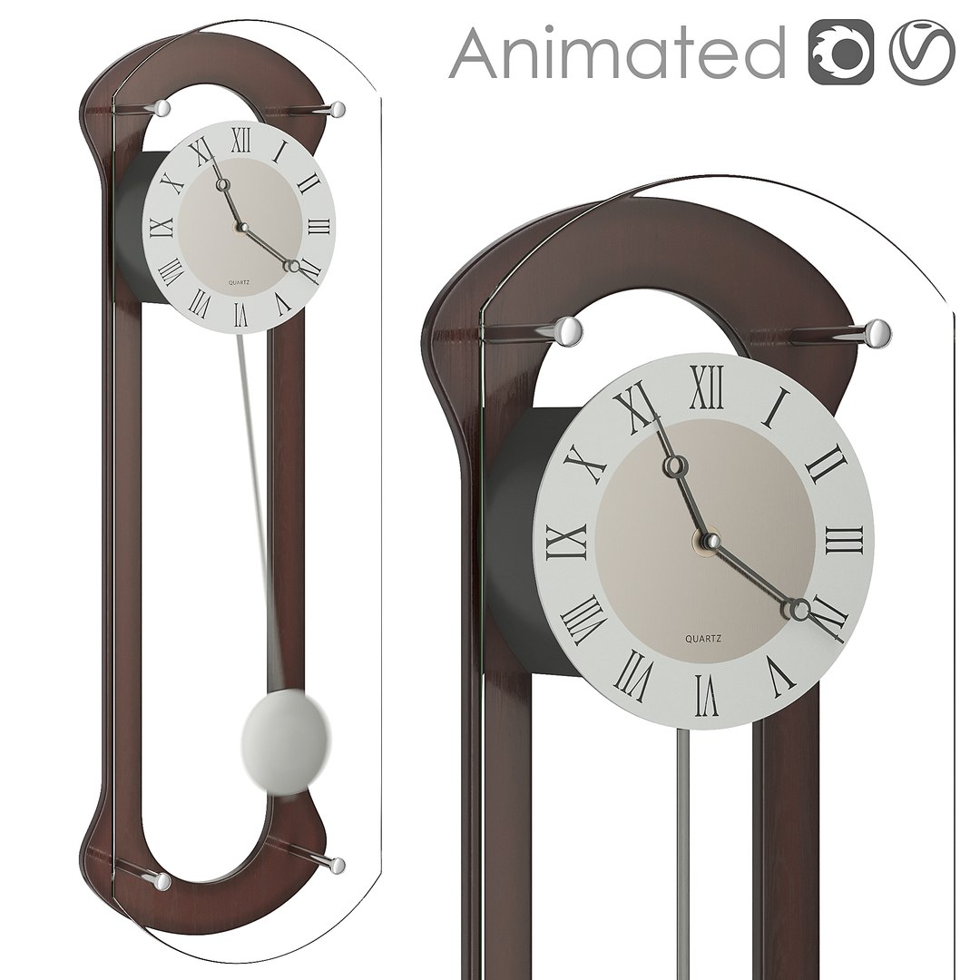 Classic wall clock with pendulum 3D model - TurboSquid 1939745