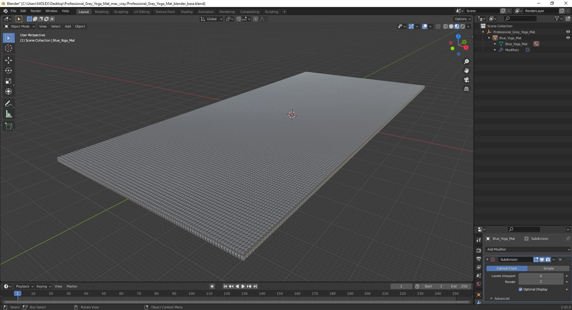 Professional Grey Yoga Mat 3D Model - TurboSquid 2142616