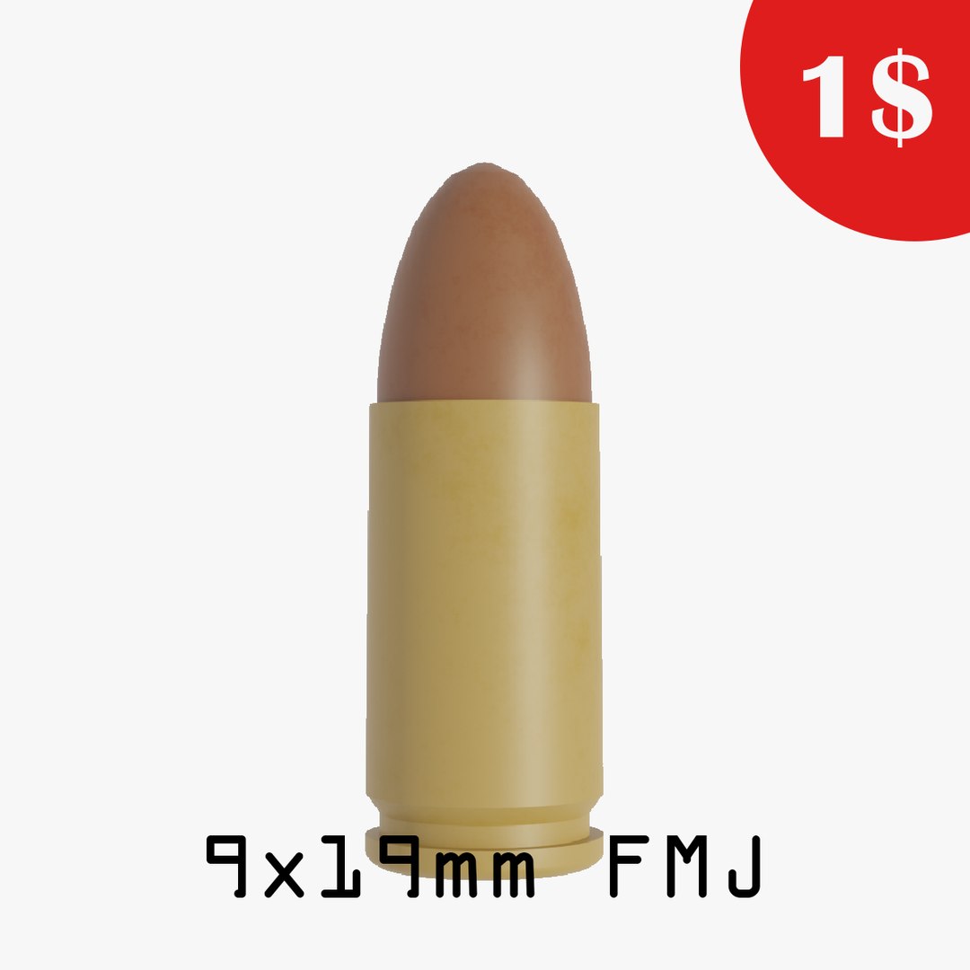 3D 9x19mm FMJ Cartridge model - TurboSquid 2053395