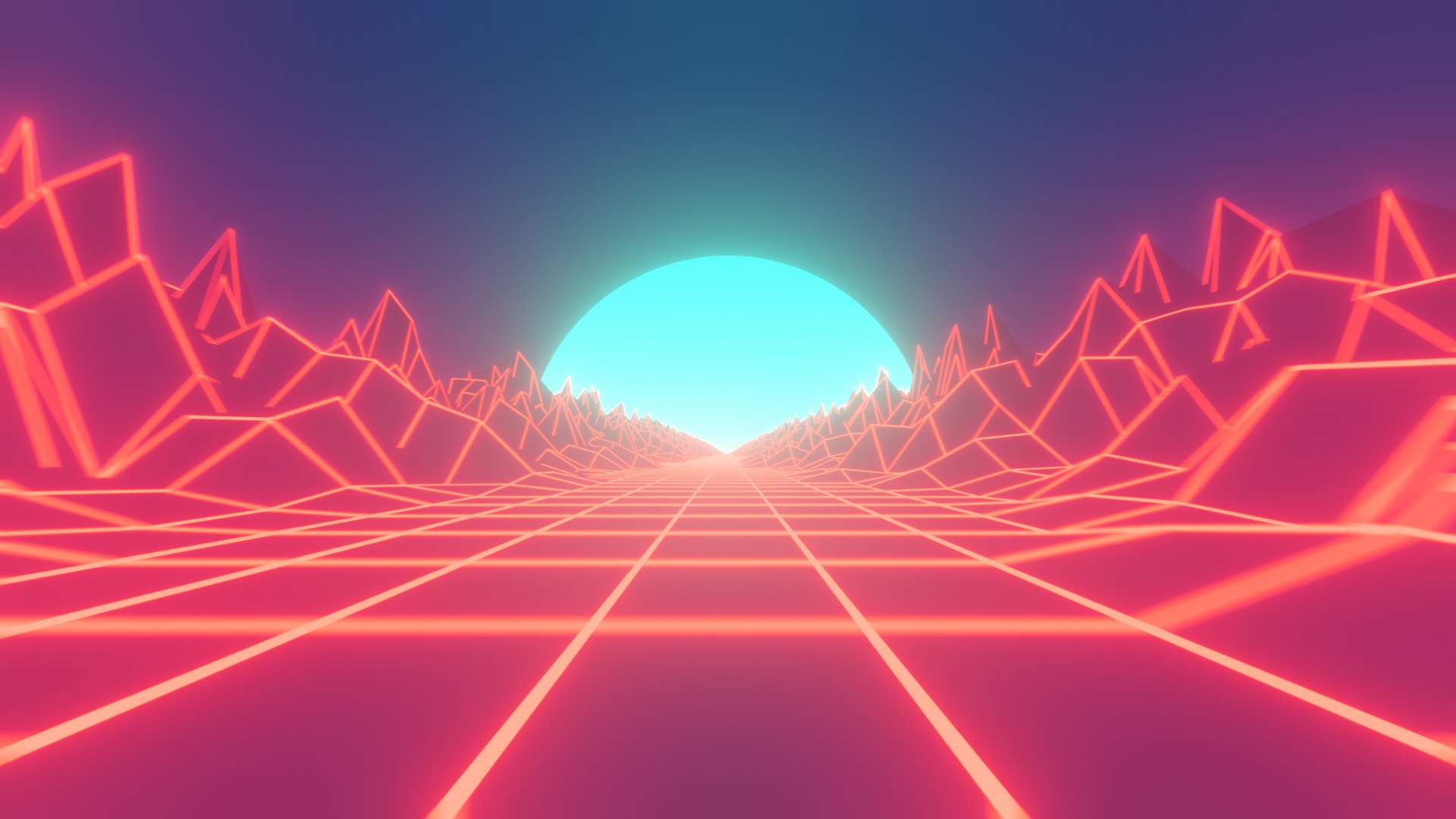 3D model Retro Neon Synthwave Road Environment Animated - TurboSquid ...