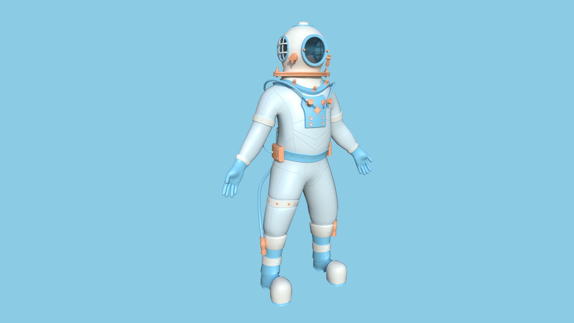 Diving Suit 05 Blue Orange - Cartoon Character Design 3D Model ...