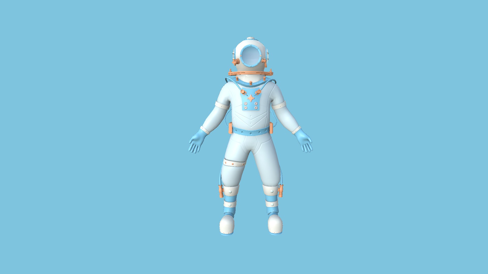Diving Suit 05 Blue Orange - Cartoon Character Design 3D Model ...
