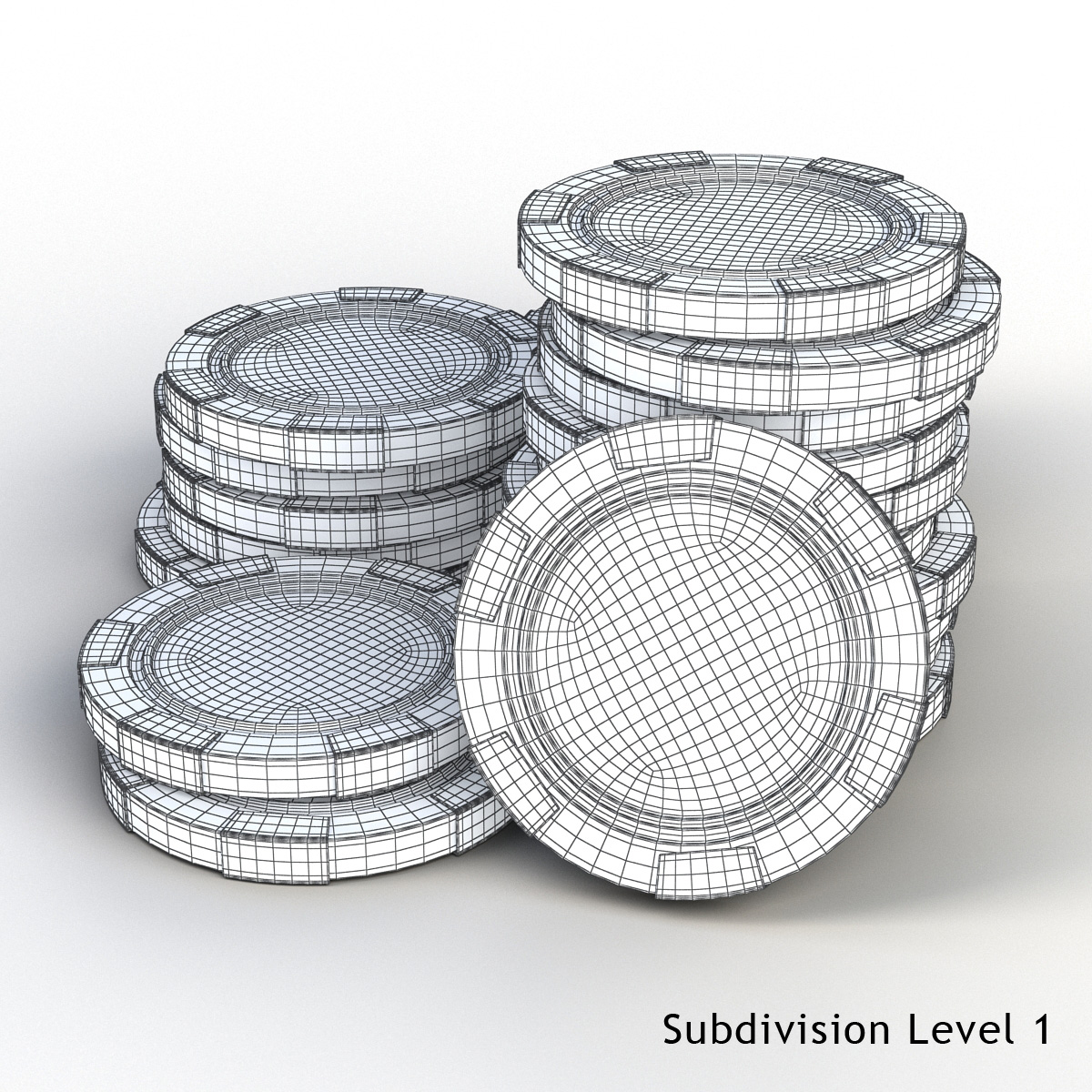 3d poker chips stack model