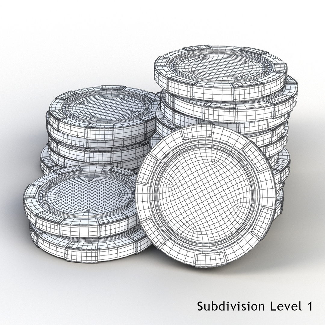 3d poker chips stack model