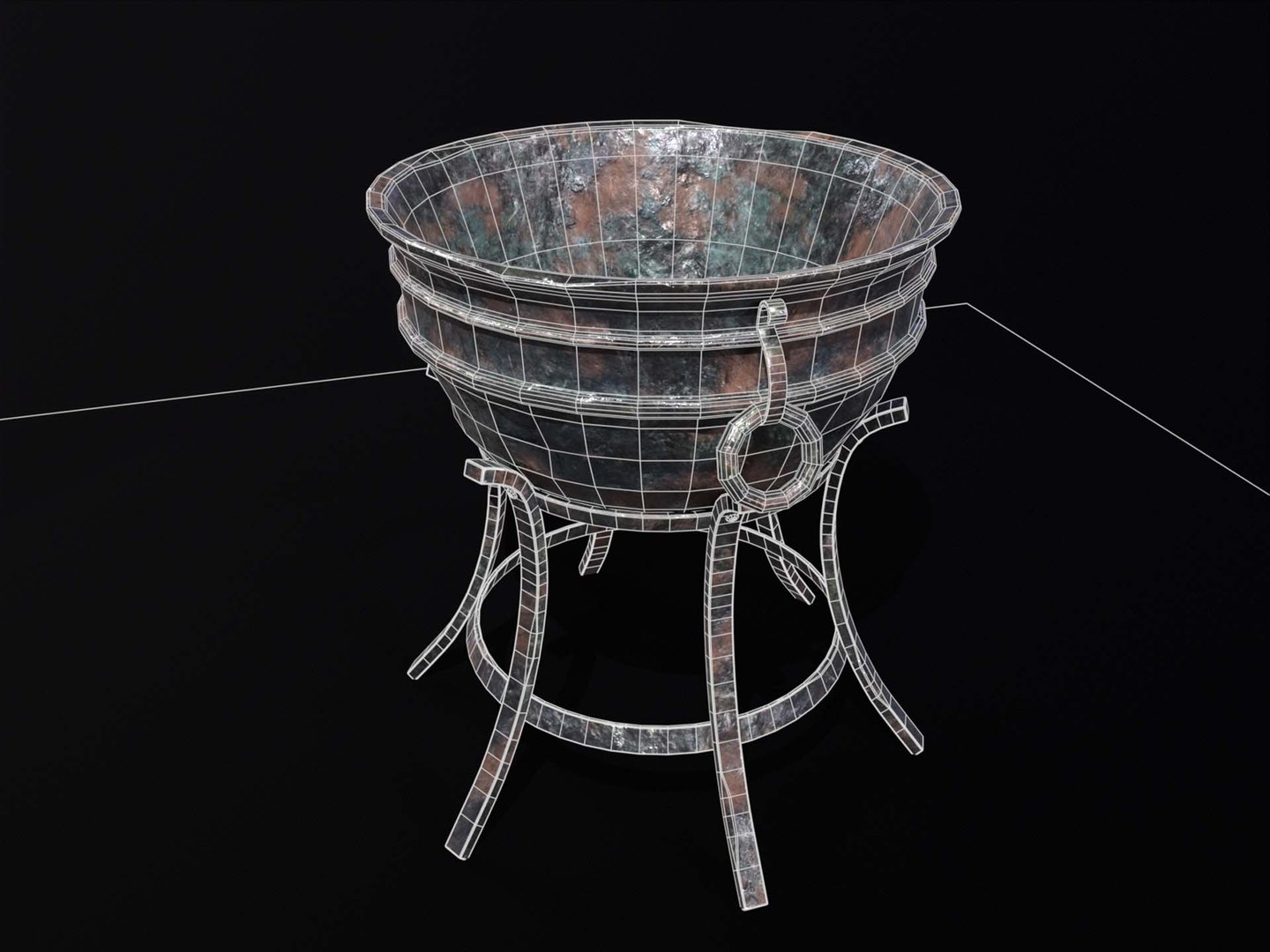 Old Metal Medieval Fire Pit Cauldron model - TurboSquid 2118475