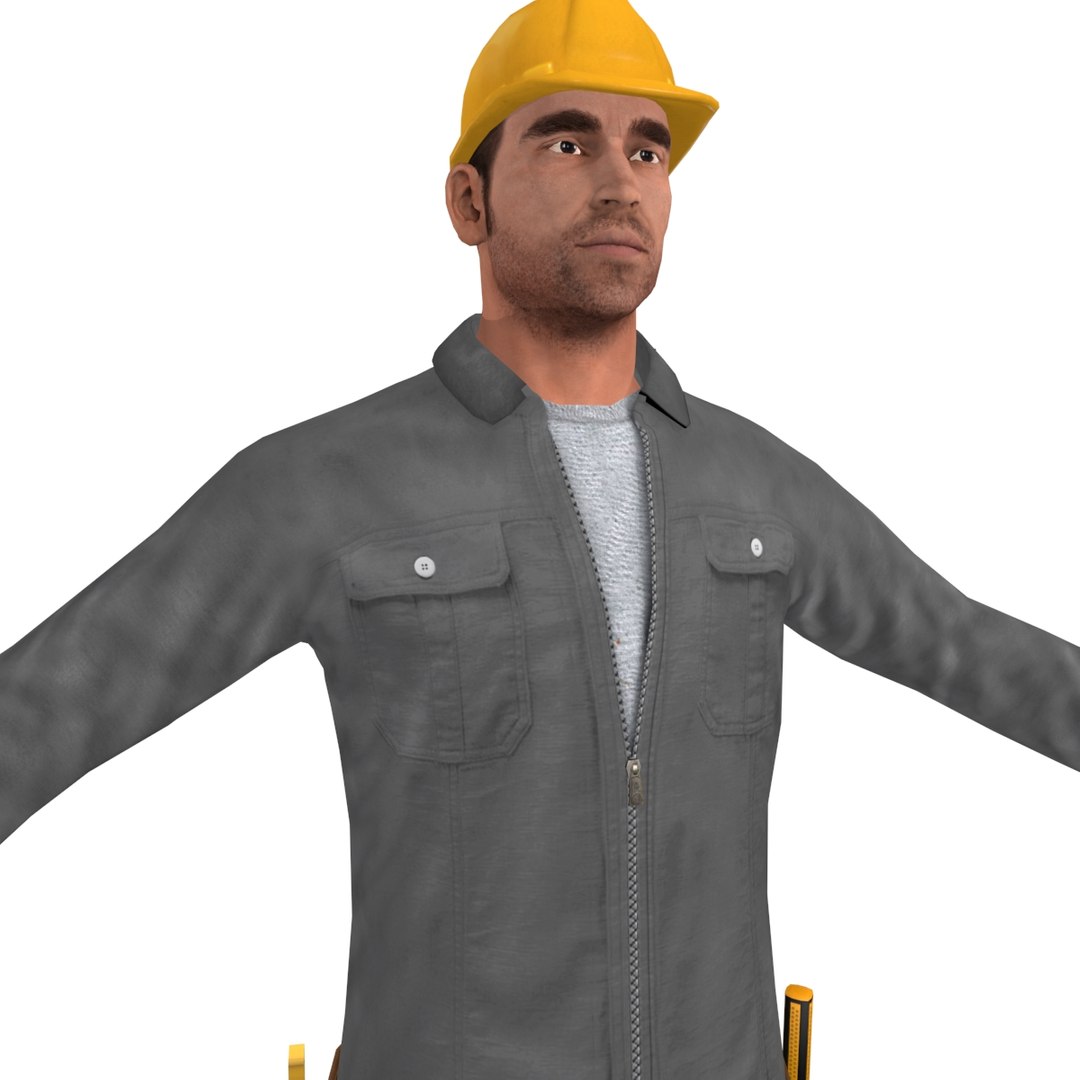 rigged worker man 3d model