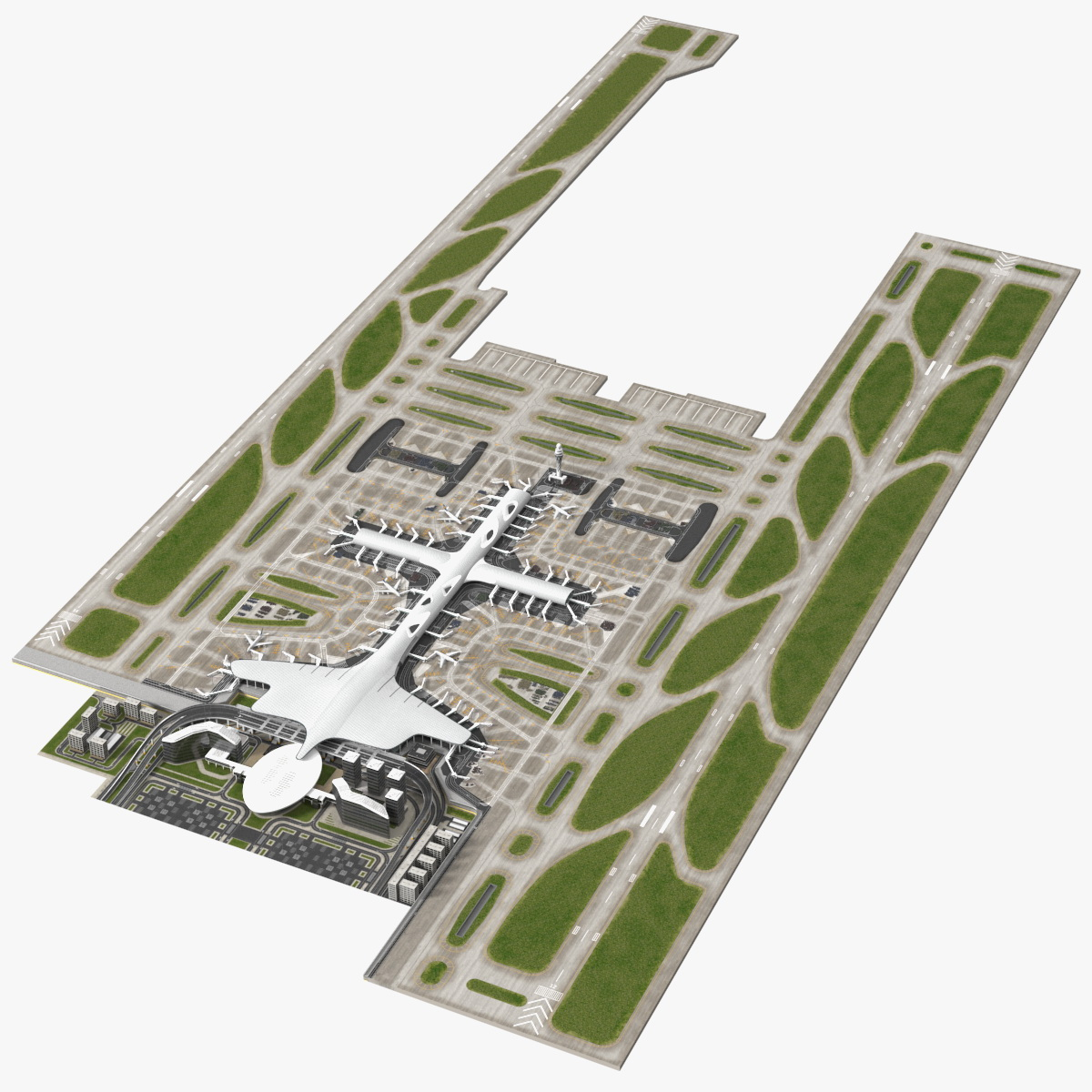 3D Airport Infrastructure With Aircraft - TurboSquid 1902479