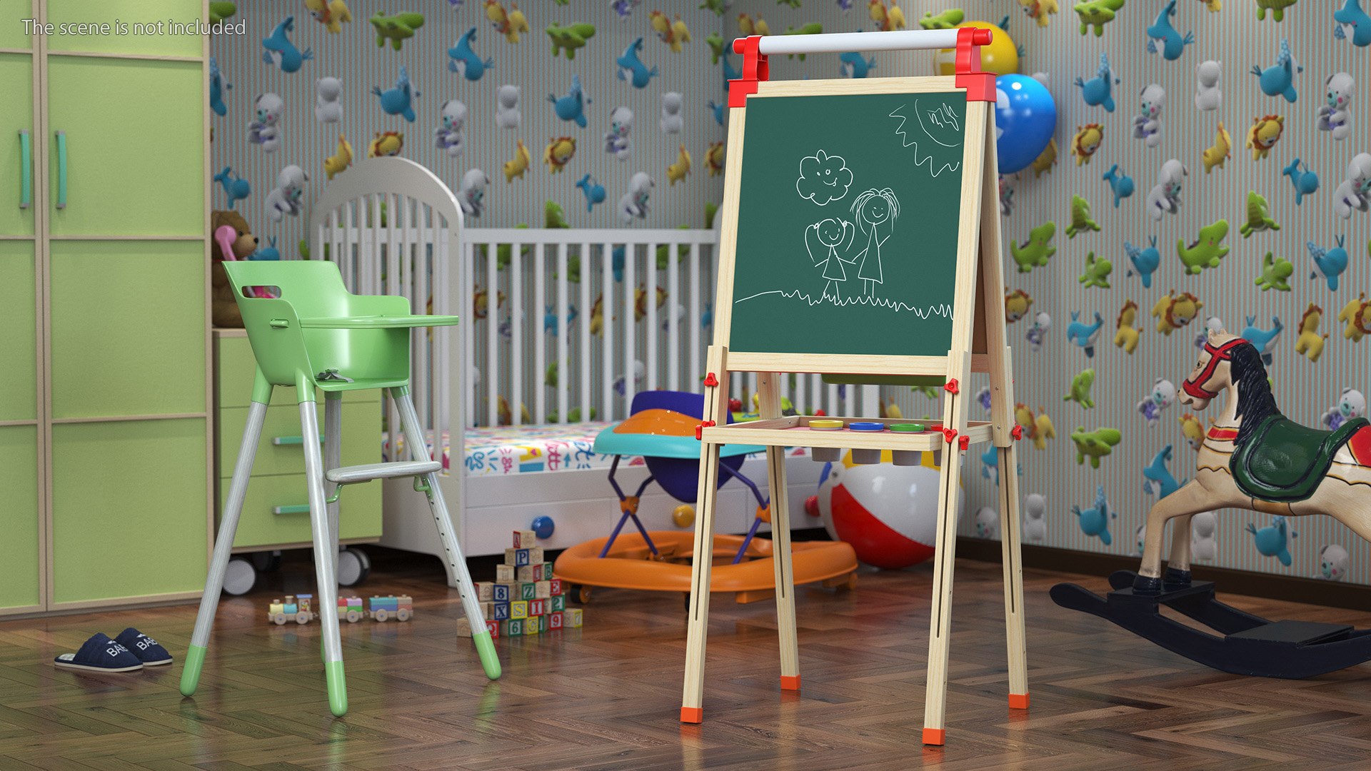 Easel Art Childrens Whiteboard 50 Inches with Picture 3D model ...