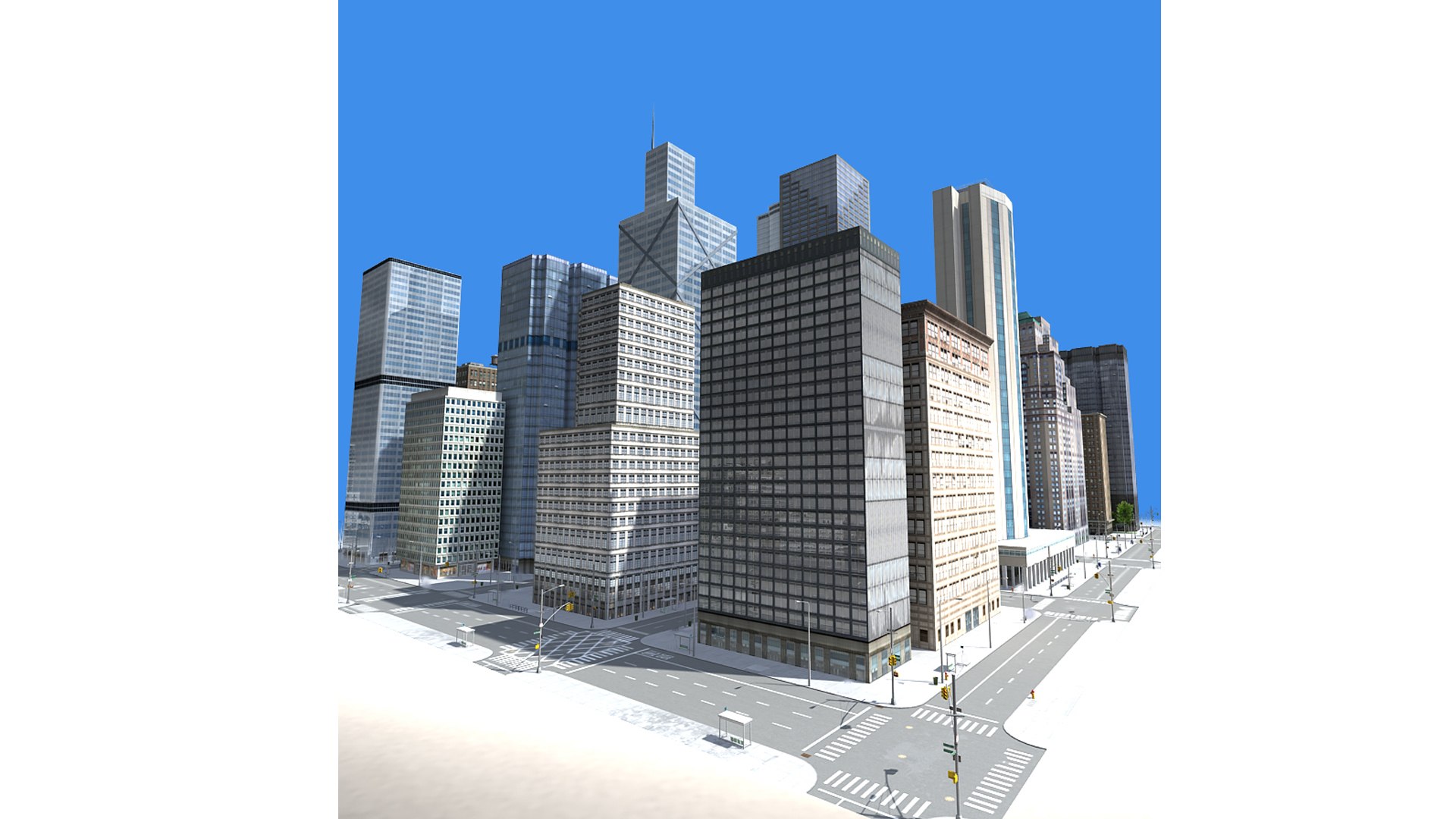 3d City Building Blocks Real Time Model