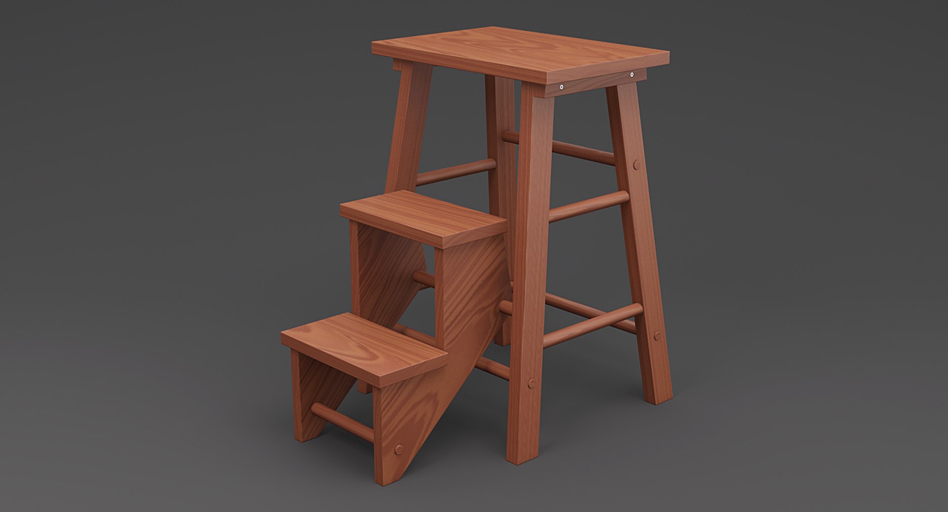 Realistic Step Ladder Stool 3d Model