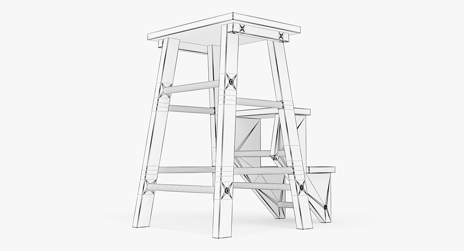 Realistic Step Ladder Stool 3d Model